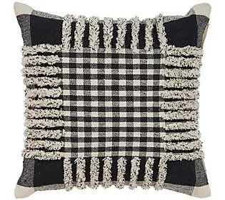 OX BAY TRADING CO. Ox Bay Trading & Supply Co. Black/white Checked Pillow - One-color