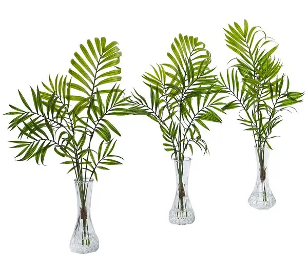 NEARLY NATURAL Mini Palm Artificial Plant In Vase - One-color