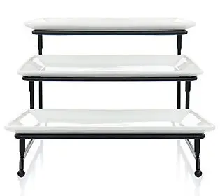 ELAMA 3 Tier Rectangular Plate Porcelain Servew Are Set