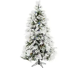 CHRISTMAS TIME 6.5' Frosted Fir Snowy Multi Pre Lit Music Tree - One-color