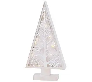 GERSON INTERNATIONAL 16-in H Lighted Metal And Laser Cut Wood Tree B Gerson Co - One-color