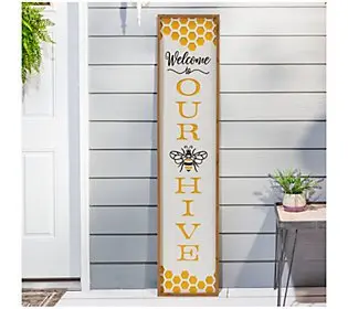 Gerson International Wood Engraved Bee Design Porch Sign