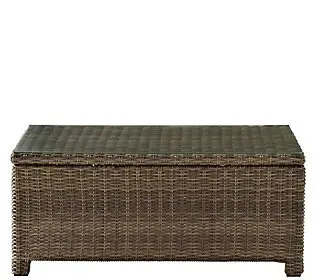 QVC Bradenton Outdoor Wicker Glass Top Table