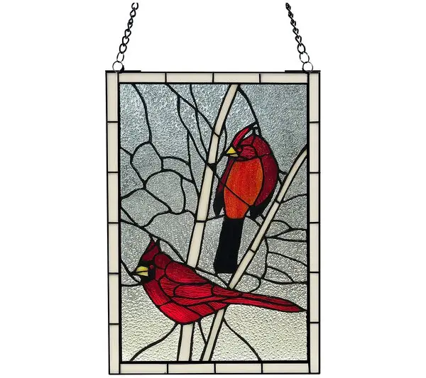 RIVER OF GOODS 18.5h Cardinal Stained Glass Window Panel - One-color