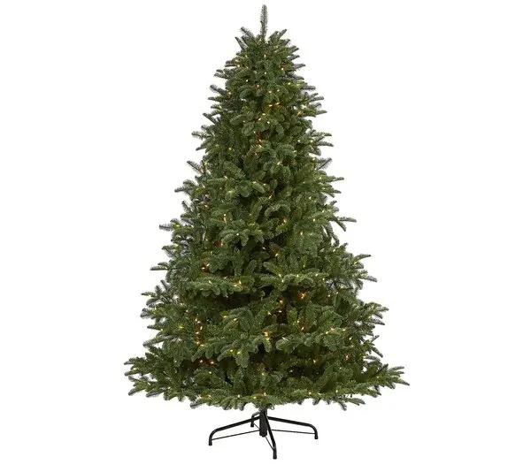 NEARLY NATURAL 7' Lit Spruce Christmas Tree By - One-color