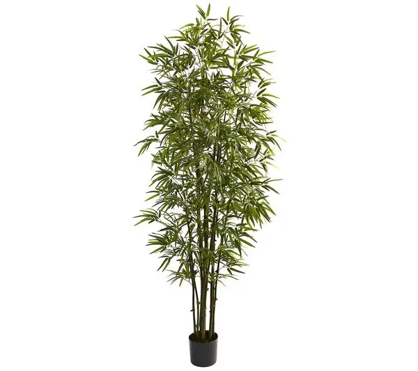 NEARLY NATURAL 7' Green Bamboo Tree By - One-color
