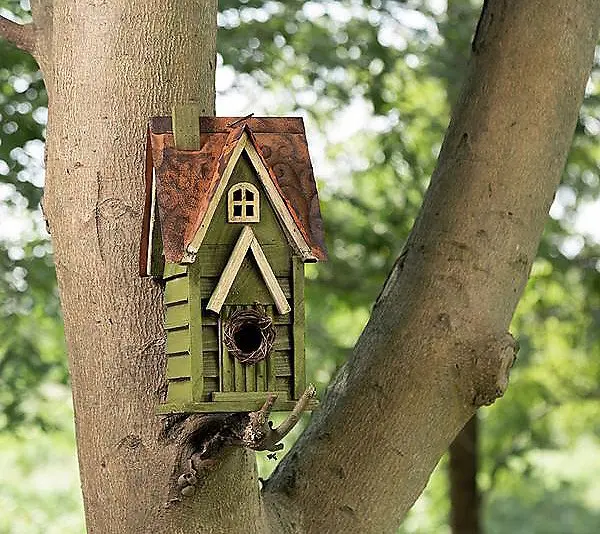 GLITZHOME Hand Painted Ez Clean Lawn Garden Woo D Birdhouse - One-color