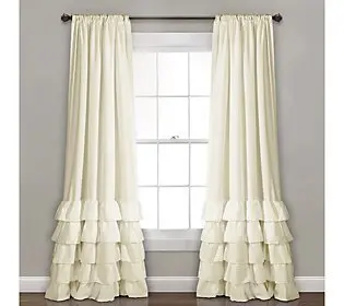 LUSH DECOR Allison Ruffle Set Of 2 Window Curtains By - One-color