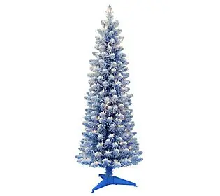 PULEO INTERNATIONAL Puleo Pre-lit 4.5' Flocked Blue Pencil Artifici Al Christmas - One-color