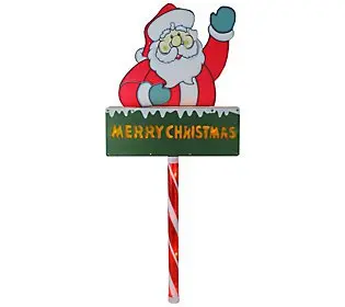NORTHLIGHT 28' Santa Claus 'merry' Lawn Stake Clear Lights - One-color