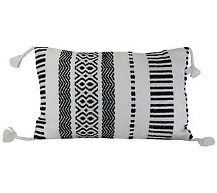 FORESIDE HOME & GARDEN Black Striped Hand Woven14x22 Pillow - One-color