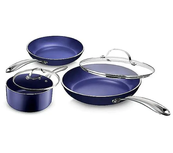 GRANITESTONE Blue 5 Piece Non-stick Cookware Se T With Lids - One-color