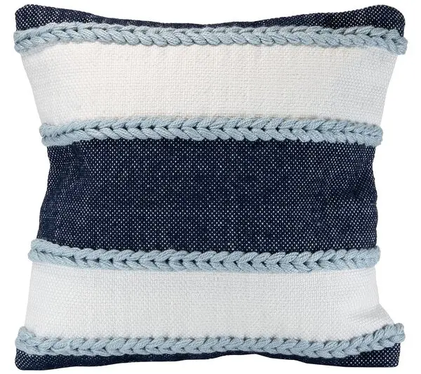 FORESIDE HOME & GARDEN Blue Striped Hand Woven20x20 Pillow - One-color