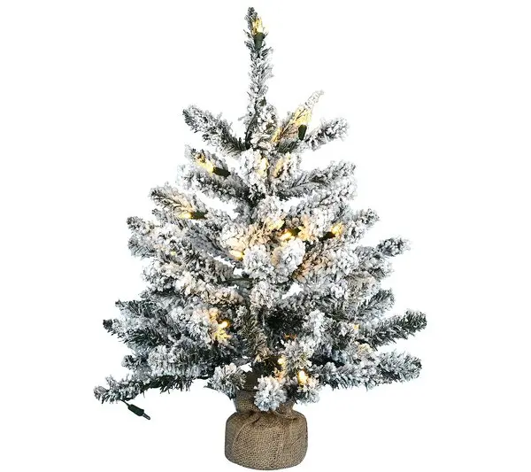 VICKERMAN 24' Flocked Anoka Tree With 35 Warm White Leds - One-color