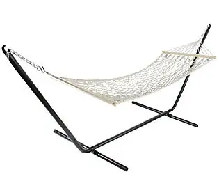 NORTHLIGHT 78' X 31' Natural Macrame Hammock Wi H Bars