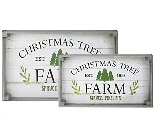 NORTHLIGHT 2 Farm Fresh Trees Wooden Tray Hangi G Signs - One-color