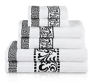 SUPERIOR Cotton 6-piece Floral Scroll Absorbent Towel Set - One-color