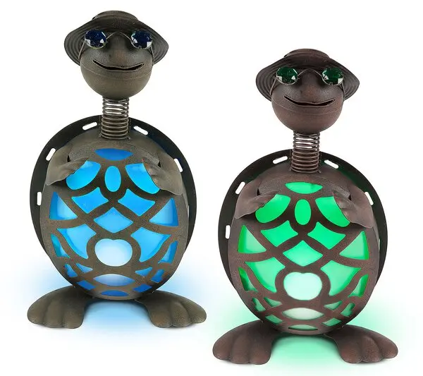GERSON INTERNATIONAL Solar-powered Metal Turtle Figurines Gerson Co - One-color