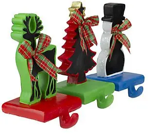NORTHLIGHT 3 Reindeer & Snowman With Board Stoc Ing Holders