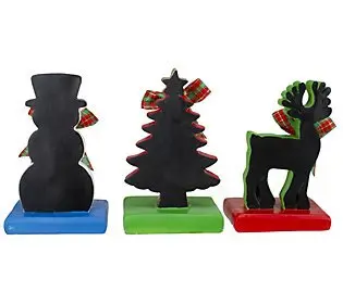NORTHLIGHT 3 Reindeer & Snowman With Board Stoc Ing Holders
