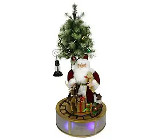 NORTHLIGHT 48' Musical Santa Claus With Rotatin Train Decor - One-color