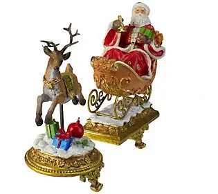 NORTHLIGHT 2 Gold Santa & Reindeer Stocking Hol Ers