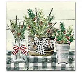 COURTSIDE MARKET Christmas Gingham Ii 16x16 Can Vas - One-color