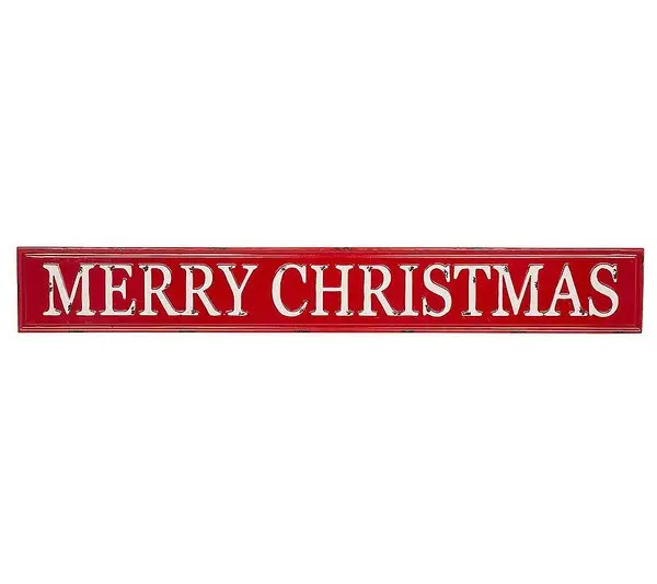 GLITZHOME Merry Christmas Enameled Farmhouse Me Tal Wall Sign - One-color