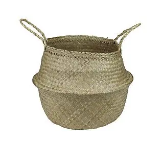 NORTHLIGHT 15' Brown Seagrass Wide Belly Basket W/ Handles - One-color