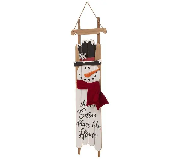 GLITZHOME Wood Christmas Snowman Snow Place Lik E Home Sign - One-color