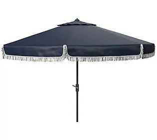 SAFAVIEH Milan Fringe 11' Round Crank Umbrella Safavi Eh - One-color
