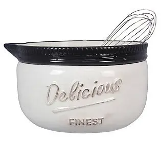 YOUNG'S INC. Ceramic Mason Jar Batter Bowl With Whisk - One-color