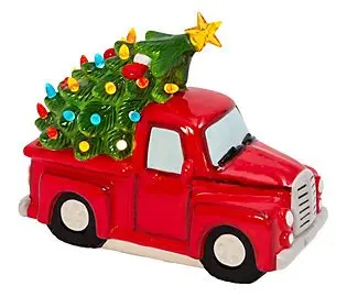 GERSON INTERNATIONAL 9.6-in L Lighted Dolomite Holiday Truck W/ Tree Gerson Co - One-color