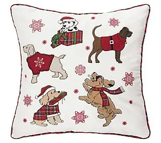 VALERIE PARR HILL 18' X 18' Festive Playful Dogs Throw Pillow Valerie - One-color