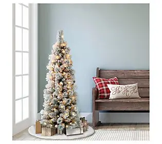 QVC 4.5' Flocked Patagonia Pine Artificial Tree 100 Clear Lights