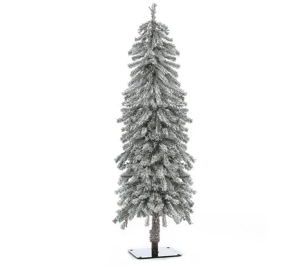 LUXEN HOME Luxenhome Set Of 3 Pre-lit Flocked Artificial C Hristmas Trees - One-color