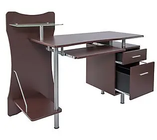 TECHNI MOBILI Stylish Computer Desk With Storag E & Glass Shelf - One-color