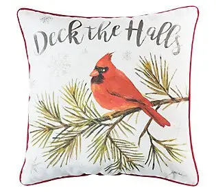VALERIE PARR HILL 18' X 18' Deck The Halls Cardinal Throw Pillow Valerie - One-color