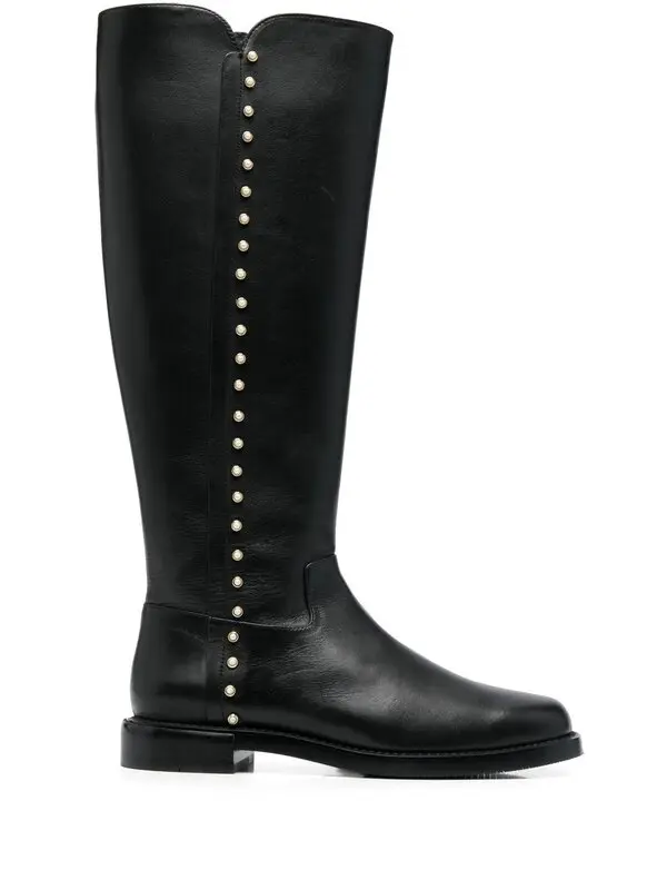 STUART WEITZMAN Pearl-embellished Knee-high Boots