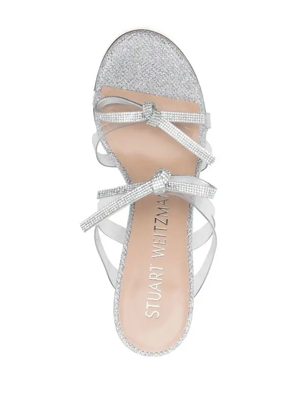 STUART WEITZMAN 115mm Embellished Bow Sandals - Silver