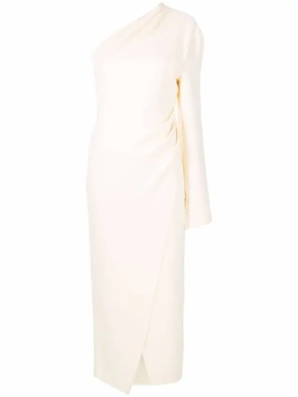 Nanushka One-shoulder Midi Wrap Dress