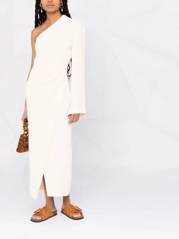 Nanushka One-shoulder Midi Wrap Dress