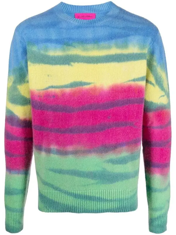 THE ELDER STATESMAN Striped Tie-dye Cashmere Jumper