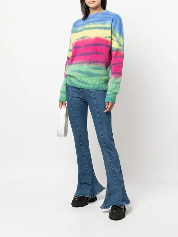 THE ELDER STATESMAN Striped Tie-dye Cashmere Jumper