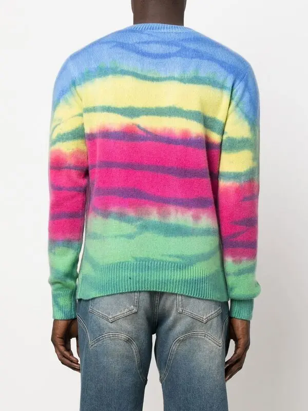 THE ELDER STATESMAN Striped Tie-dye Cashmere Jumper
