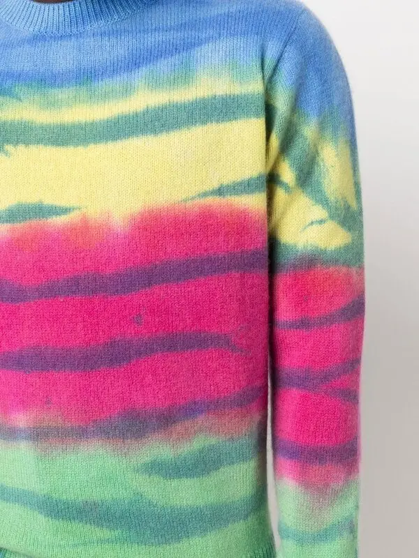THE ELDER STATESMAN Striped Tie-dye Cashmere Jumper