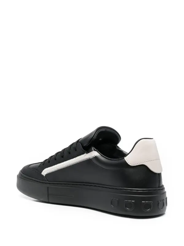 FERRAGAMO Gancini-print Leather Sneakers - Black