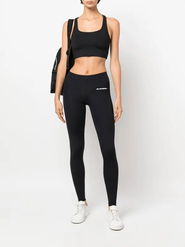 JIL SANDER Logo Print Leggings - Black