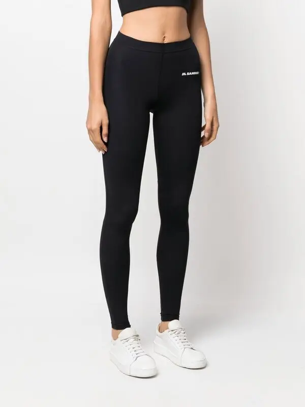 JIL SANDER Logo Print Leggings - Black