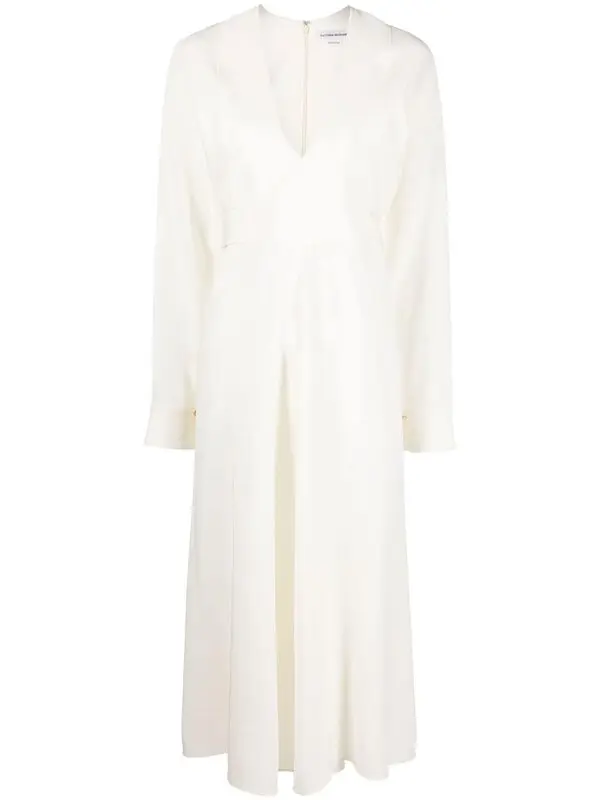 Victoria Beckham V-neck Long-sleeve Mid-length Dress